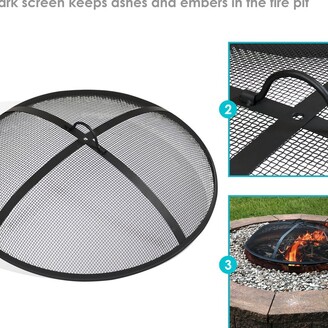 Sunnydaze Decor 24" Round Heavy Duty Steel Spark Screen Fire Pit Mesh ...
