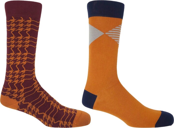 Peper Harow - Made in England - Garnet Houndstooth & Orange Big Diamond ...