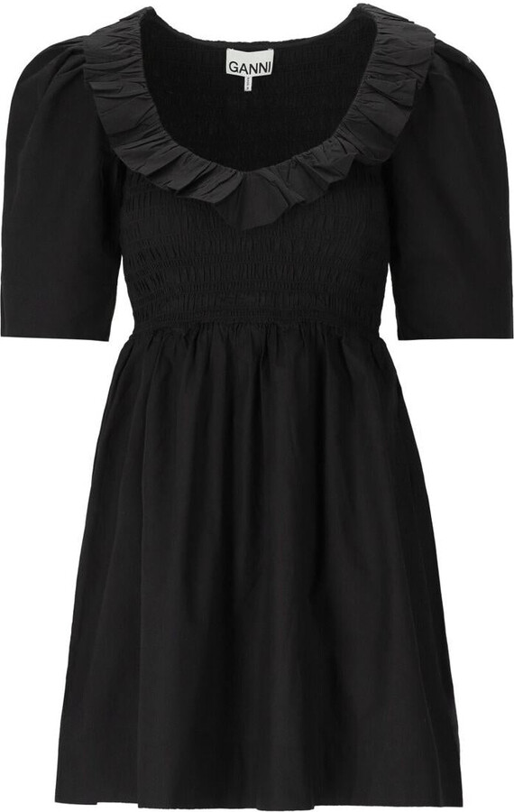 Ganni Black Poplin Dress - ShopStyle