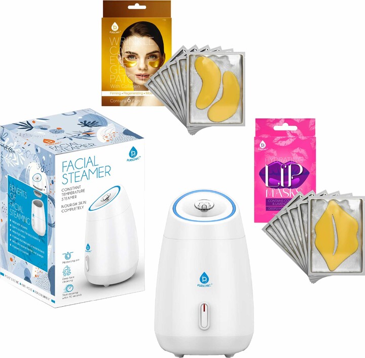 Pursonic Deluxe Facial Steamer with 6 Soothing Eye Masks & 6 Nourishing ...