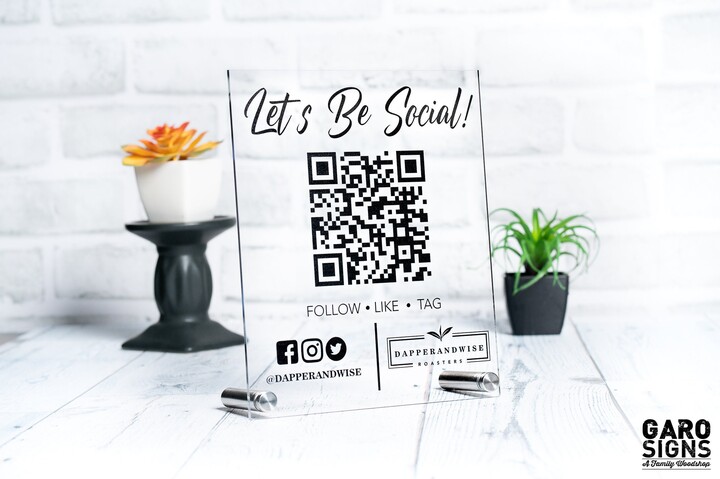 Etsy Custom Qr Code Desk Sign, Social Media Let's Get Acrylic Sign ...