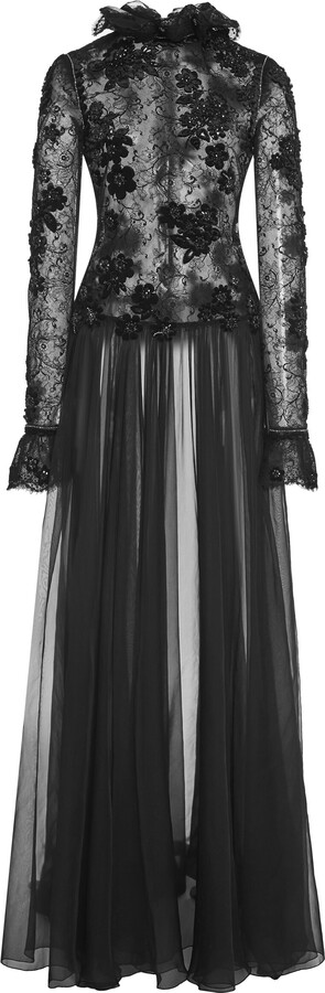 Valentino Garavani Sheer Ruffled Lace Silk Gown - ShopStyle Evening Dresses
