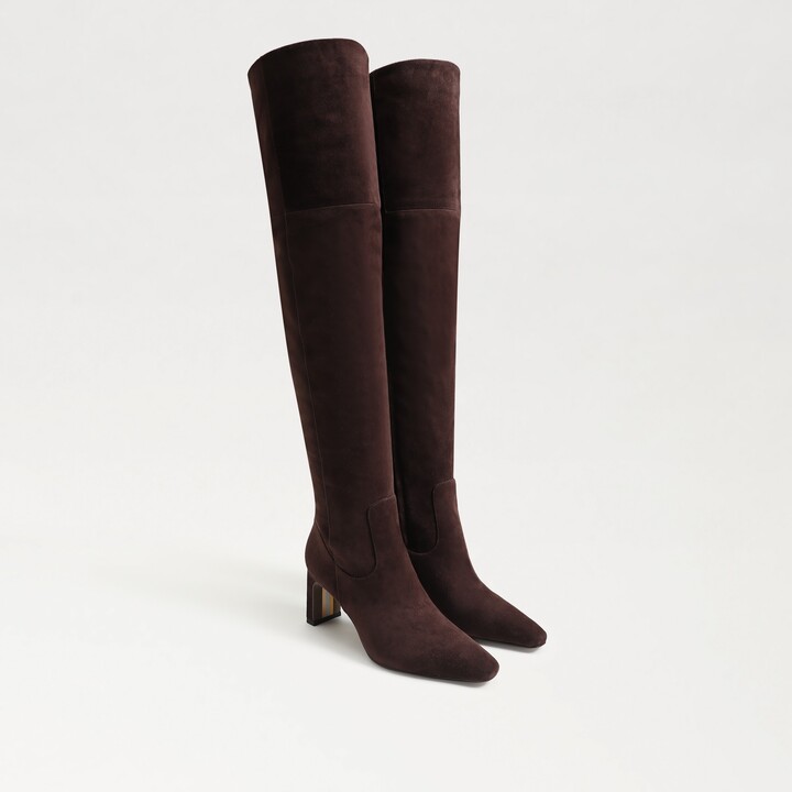 Sam Edelman Shea Wide Calf Over The Knee Boot Café Noir Brown Leather ...