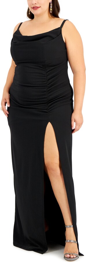 Emerald Sundae Trendy Plus Size Cowlneck Side-Ruched Maxi Dress ...