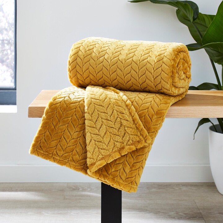 Dunelm Amelia Recycled Throw, 200cm x 200cm Ochre - ShopStyle