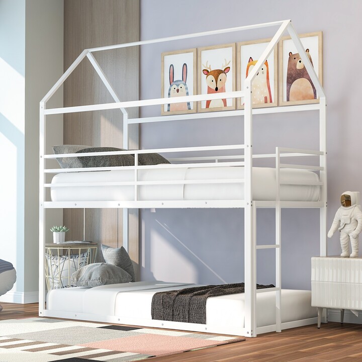 DECO Bunk Beds for Kids Twin over Twin,House Bunk Bed Metal Bed Frame ...