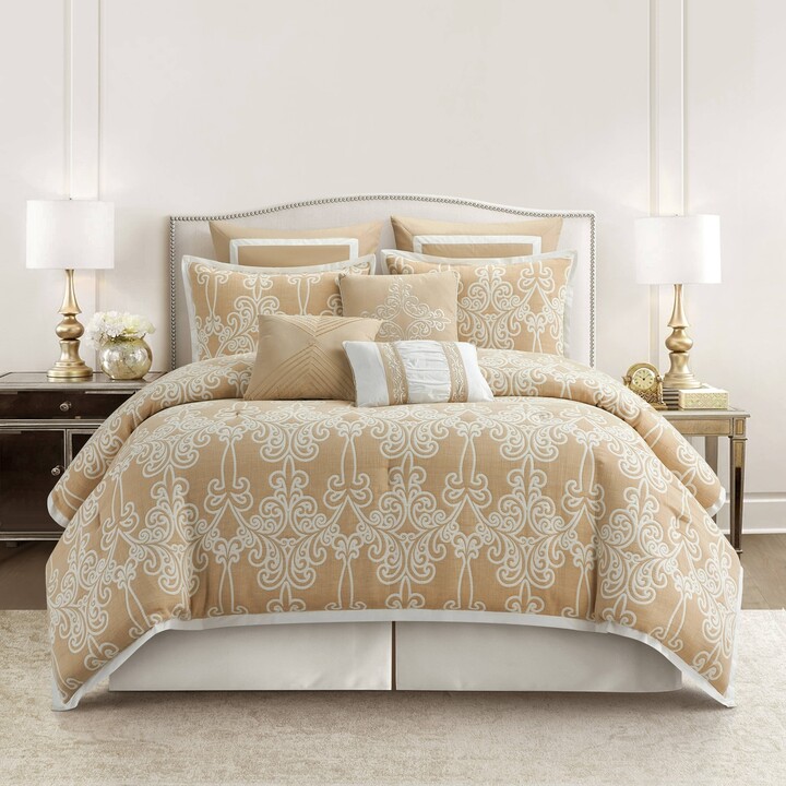 Nanshing Grand Avenue Dalina 9 Piece Transitional Scroll Comforter Set ...