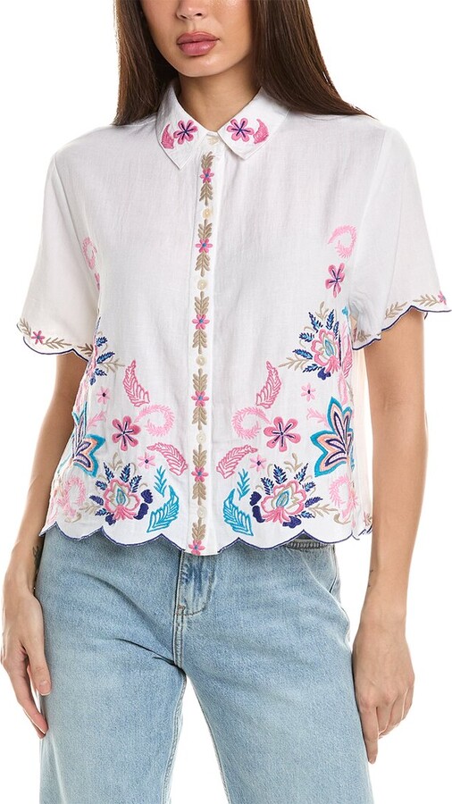 Allison Embroidered Button-Down Shirt - ShopStyle
