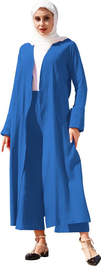 FYMNSI Muslim Suits For Women Long Sleeve Open Front Cardigan Dress ...
