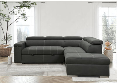 Cozy living 3 Pieces Microfiber L Shape Sectional Sofa with Pullout Bed ...