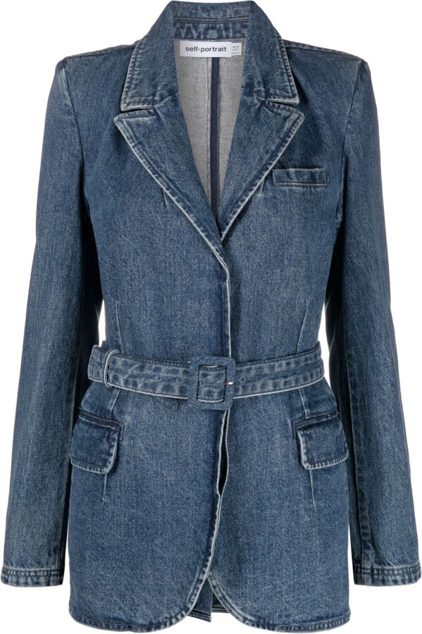 Self-Portrait Belted Denim Blazer - ShopStyle