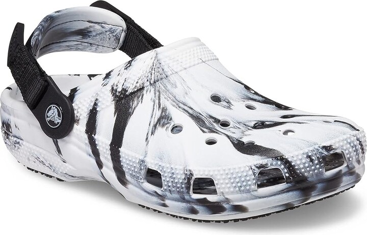 Crocs Classic Adjustable Slip Resistant Clog (Black/White Marbled ...
