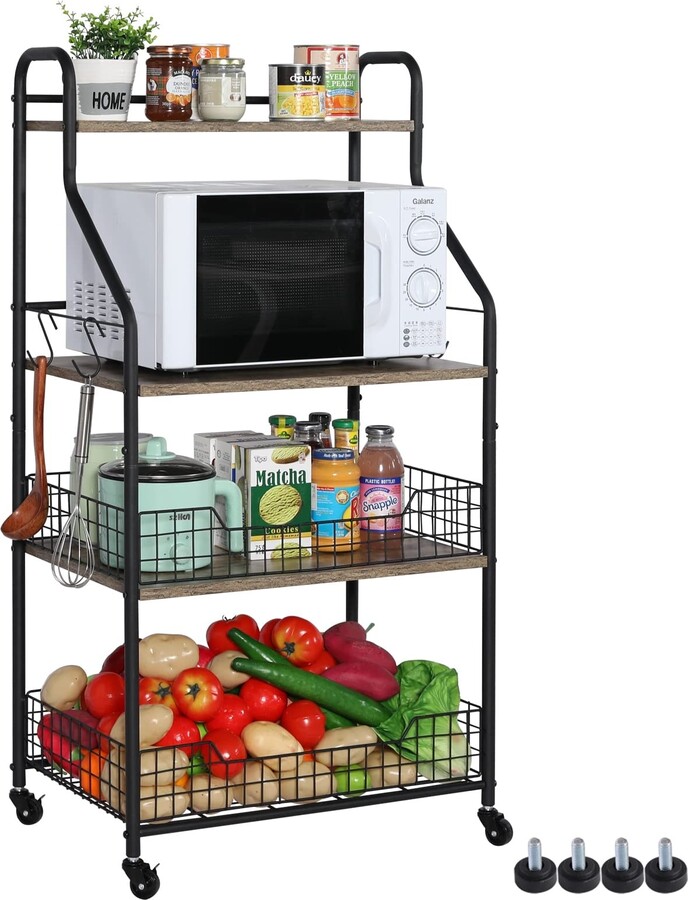 Homeio Den Decor Bakers Racks For Kitchens With Storage 5 S Hooks 4 ...