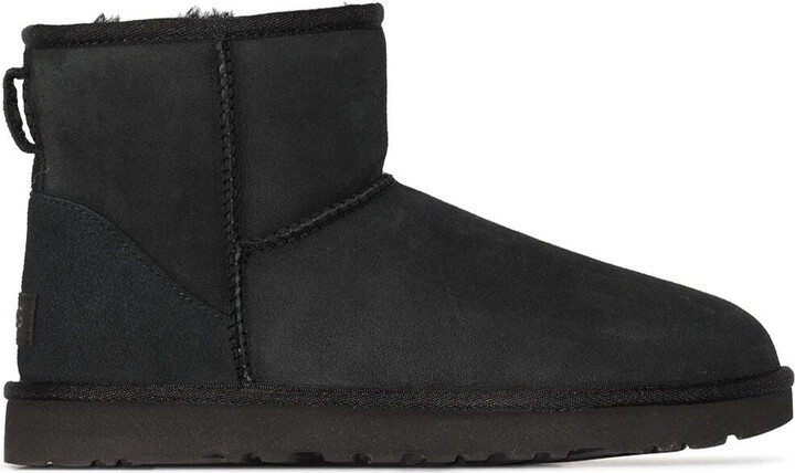 UGG Classic Mini Black Leather Boots Woman - ShopStyle