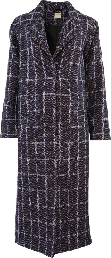 Gunda Hafner - Lavender Check Oversized Long Wool Coat - ShopStyle