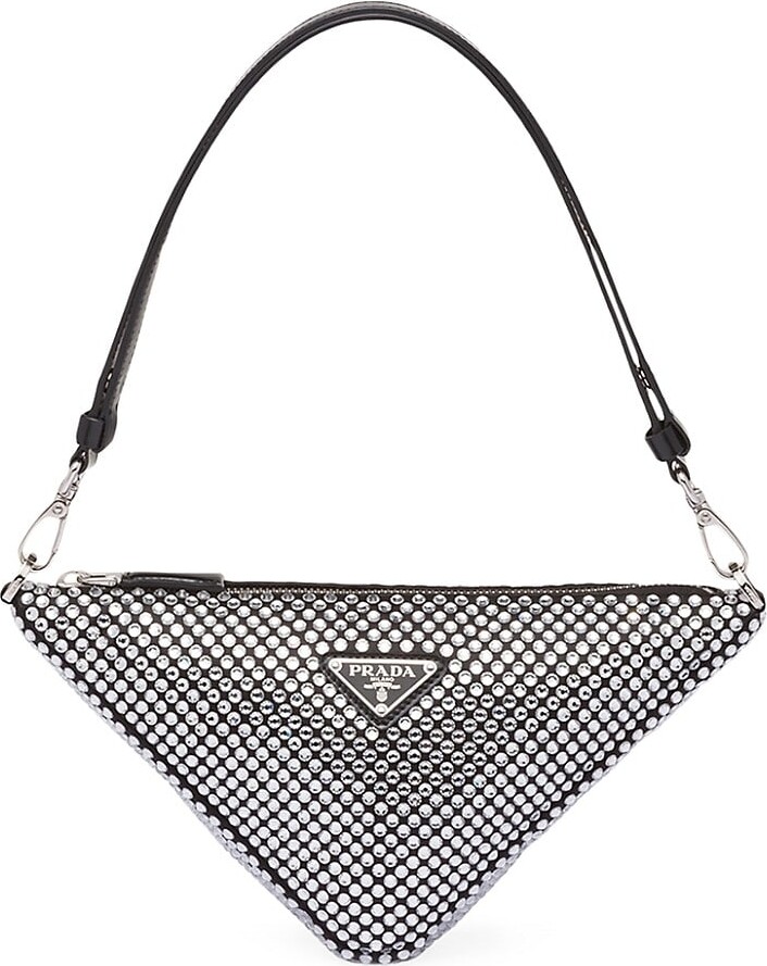Prada Triangle Satin Mini Bag with Crystals - ShopStyle