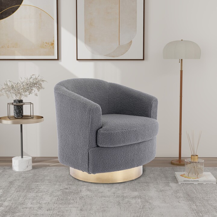 RASOO Boucle Swivel Accent Barrel Chair with Gold Base - ShopStyle ...