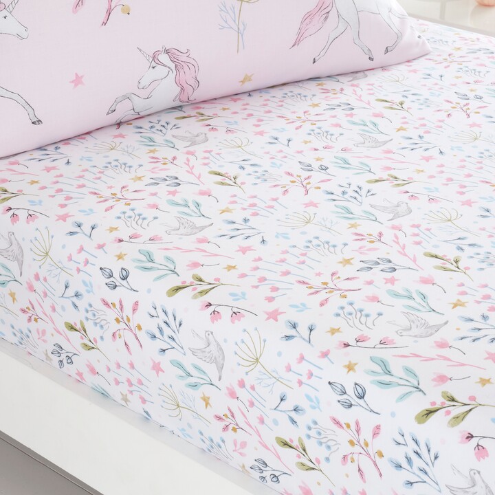 Dunelm Unicorn Enchanted Pack of 2 Fitted Sheets Pink - ShopStyle