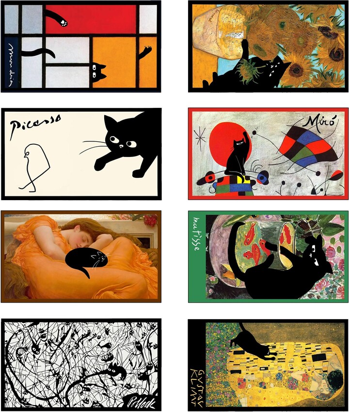 Etsy Funny Cat Magnets | 8, Famous Paintings, Picasso, Van Gogh, Matisse, Sunflowers, Mondrian ...