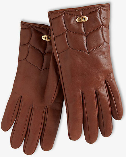 Mulberry Womens Teak Softie Postman's Lock Leather Gloves - ShopStyle