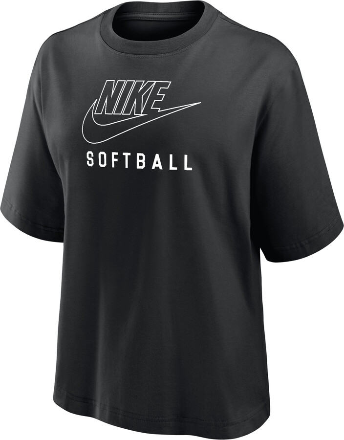 Nike Women's Swoosh Softball Boxy T-Shirt in Black | W11123PB24-00A ...