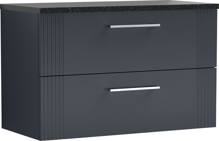 Balterley 2 Drawer Wall Hung Vanity Sparkle Black Laminate Worktop ...