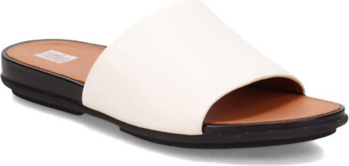 FitFlop Gracie Leather Pool Slides In Cream - ShopStyle