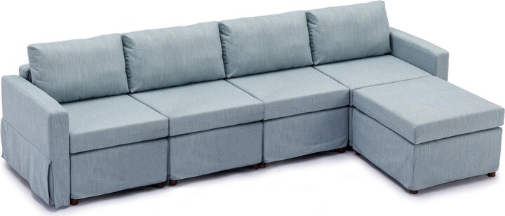 Simplie Fun Light Blue Modular Sectional Sofa with Ottoman - ShopStyle