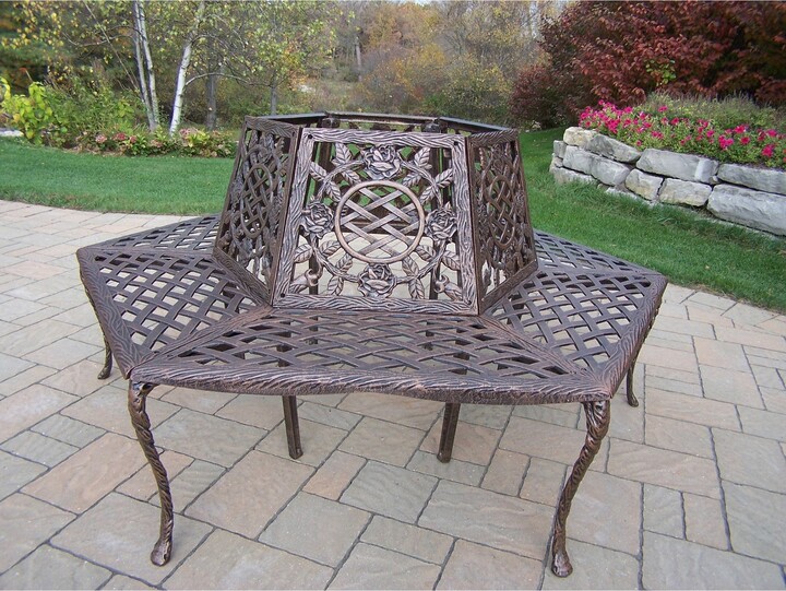 Oakland Living Corporation Tea Rose Cast Aluminum Tree Bench ...