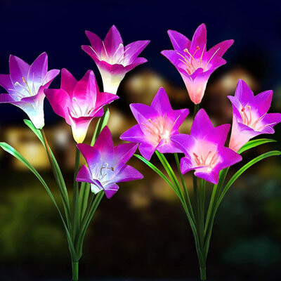Gustave Outdoor Solar Lights 2 Pack Garden Bigger Lily Flowers Multi ...