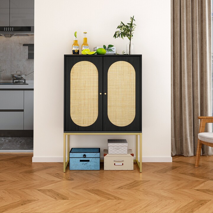 Global Pronex 2 Door High Cabinet,Natural Rattan 2 Door high ...