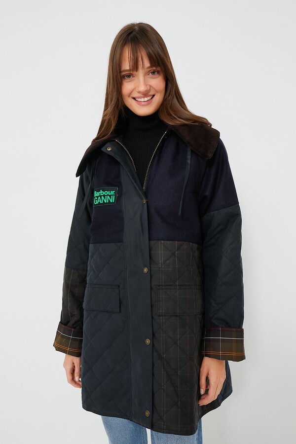 Barbour x GANNI Navy Classic Barbour Ganni Burghley Jacket - ShopStyle