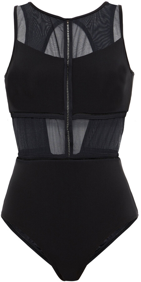Jets Aspire Open-back Mesh-paneled Swimsuit - ShopStyle