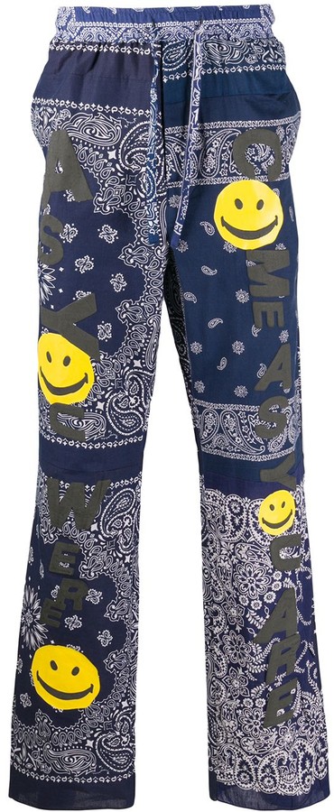 Readymade Paisley-Print Smiley Face Trousers - ShopStyle Pants
