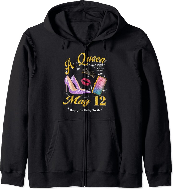 A Queen Was Born on May 12th Birthday Shirt Womens A Queen Was Born on ...