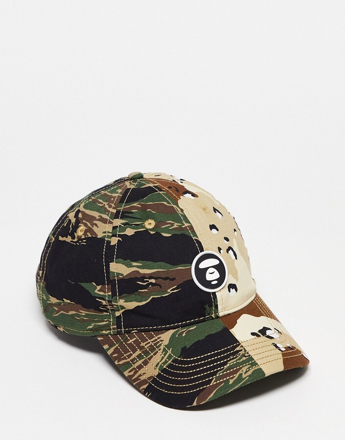 AAPE BY A BATHING APE® AAPE logo cap in half and half camo print ...