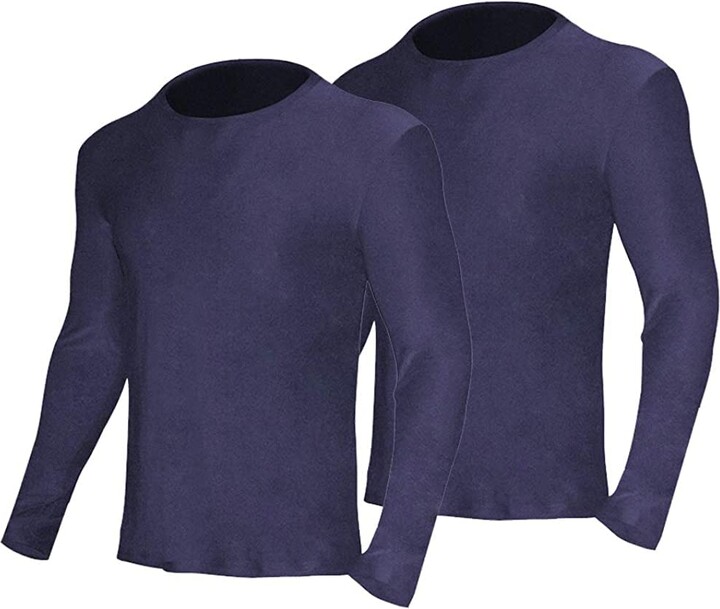 YUSHOW Men's 2 Pack Thermal Underwear Tops for Men Long Sleeve Winter ...