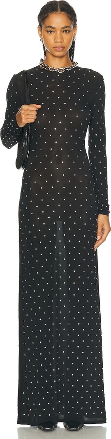 RABANNE Robe Long Dress in Black - ShopStyle