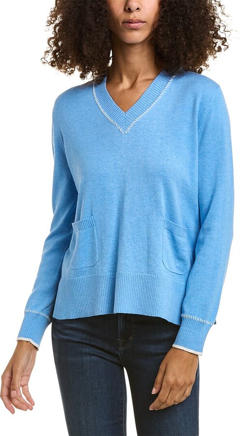 Alashan Whip Stitch V-Neck Cashmere-Blend Sweater - ShopStyle