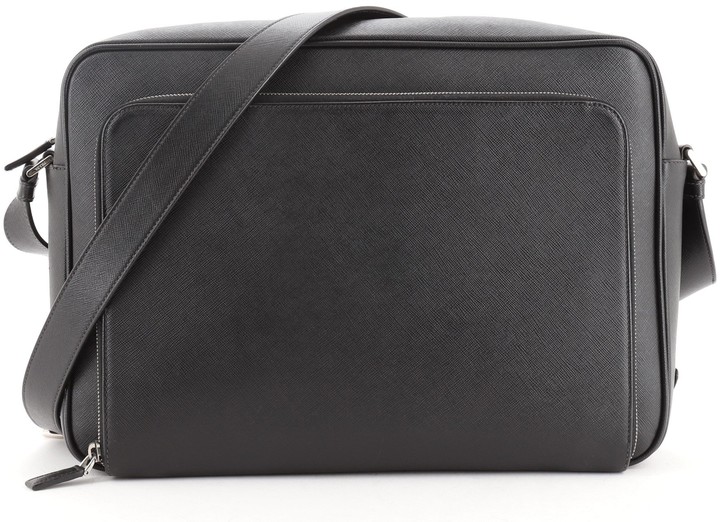 Prada Square Zip Around Pocket Messenger Saffiano Leather Large ...