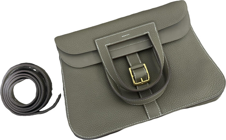 Hermes Halzan leather handbag - ShopStyle Shoulder Bags