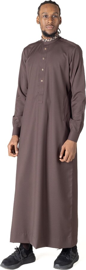 alqamees Mens Thobe Exclusive Long Sleeve Kaftan Traditional Islamic ...