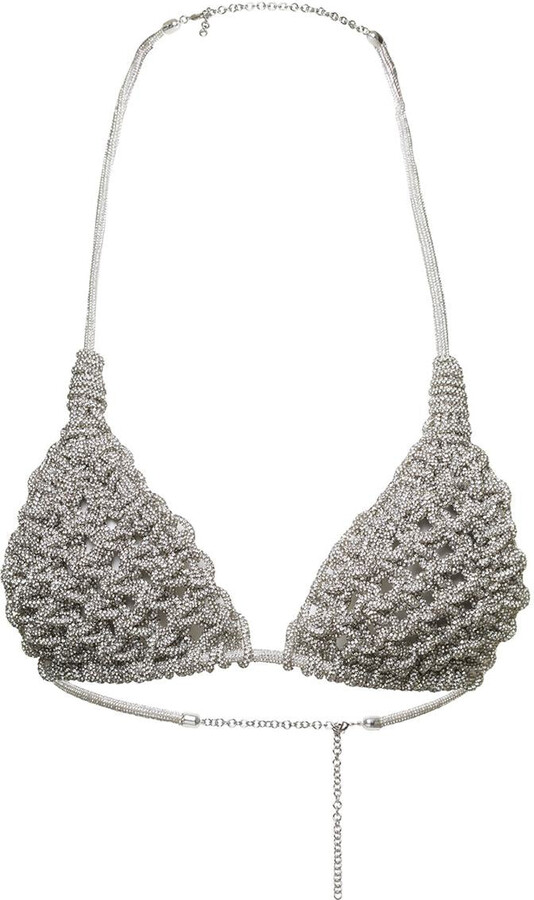 MVP WARDROBE 'Grace' Silver-Colored Rhinestone Braided Bra in Resin ...