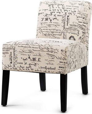 Ophelia & Co. Modern Accent Chair Off-White French Cursive Pattern ...