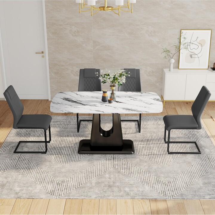 Simplie Fun Ultra-Modern Extendable Dining Table for 6-8, Versatile Use ...