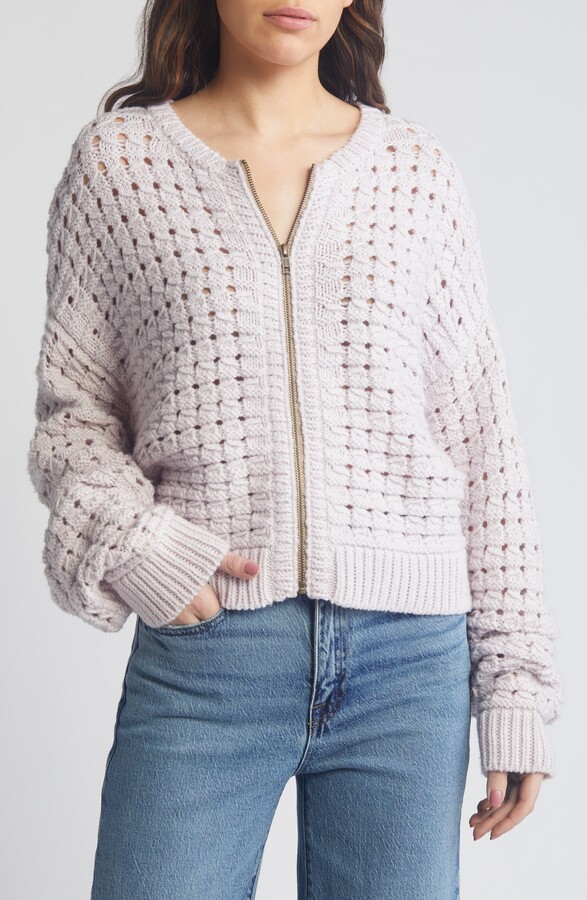 Frame Open Stitch Front Zip Cardigan - ShopStyle