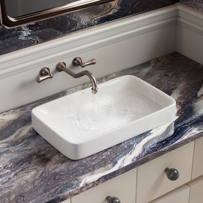 Los Flexi 19" x 12" Drop-In Bathroom Sink with Pop-Up Drain, Semi ...
