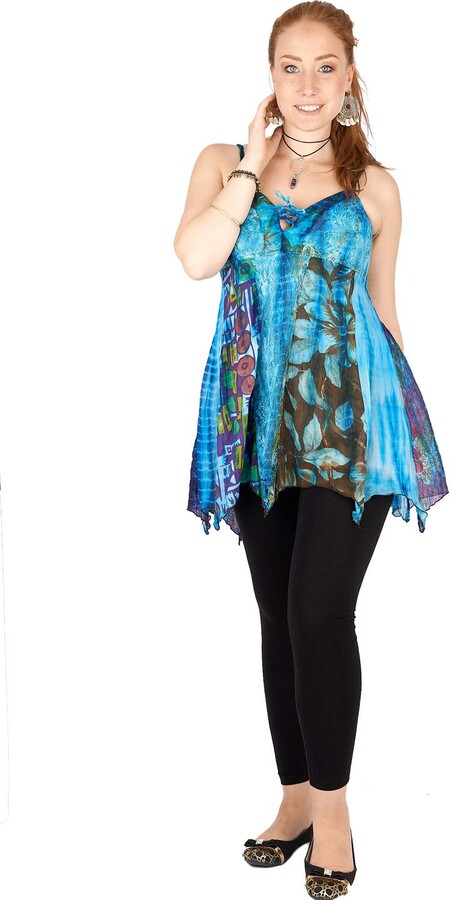 Wicked Dragon Lace and Cotton Strappy Pixie top (Blue - ShopStyle