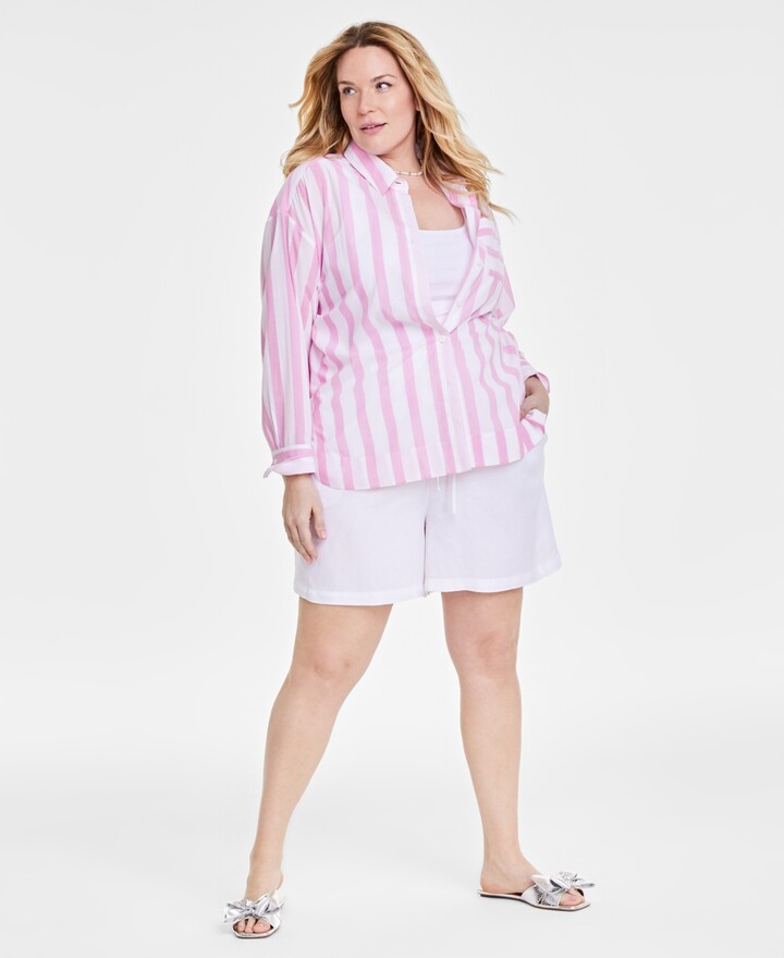 On 34th Trendy Plus Size Striped Shirt, Created for Macy's - ShopStyle