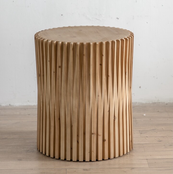 LivEditor Cylindrical Coffee Table with Vertical Texture Relief Design ...